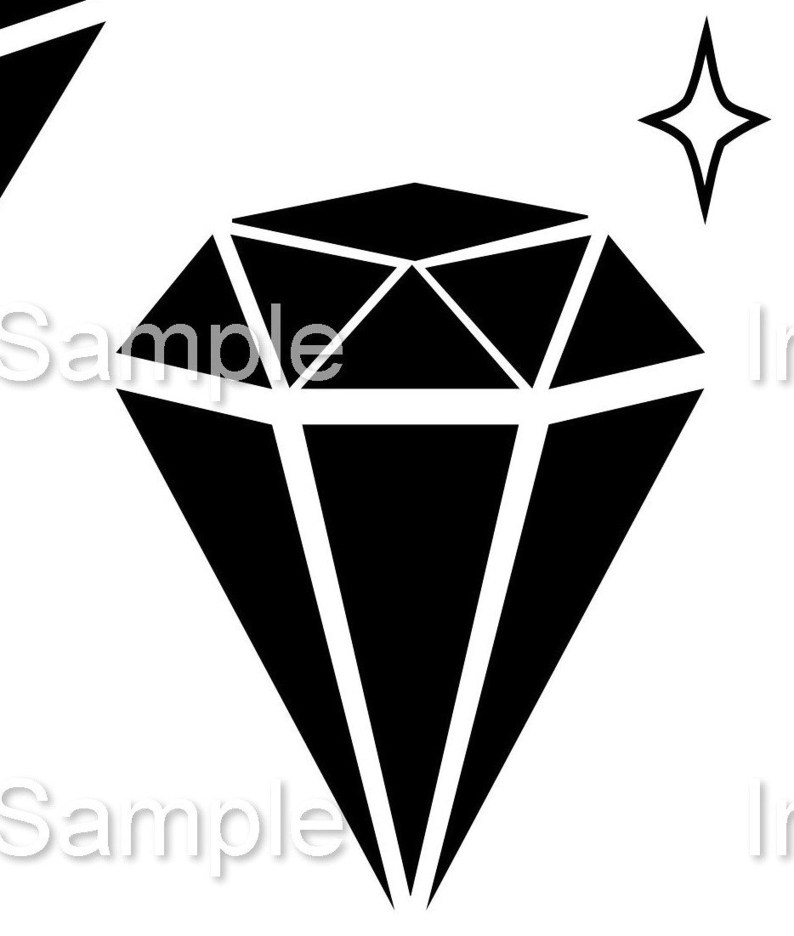 Diamond Silhouette Set of 12 PNG Jpeg SVG. Diamond Cut File. Instant ...