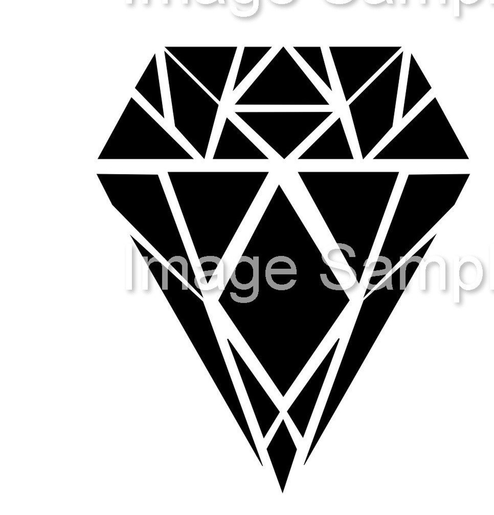 Diamond Silhouette Set of 12 PNG Jpeg SVG. Diamond Cut File. Instant ...