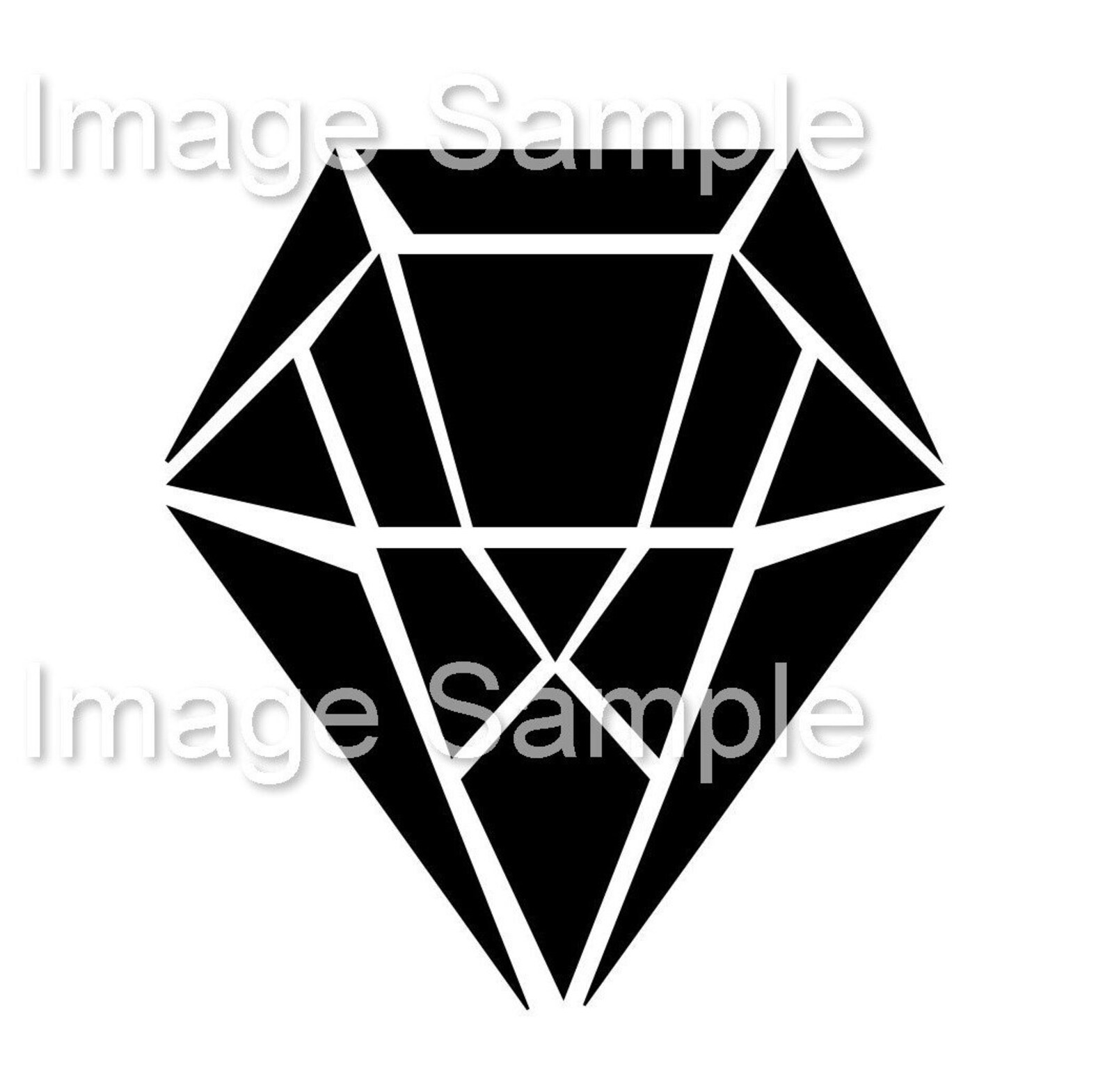 Diamond Silhouette Set of 12 PNG Jpeg SVG. Diamond Cut File. Instant ...
