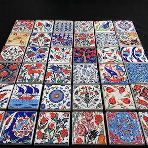 Turkish Chini Tile Set / 5cm X 5cm Small Tiles / Wall Art - Etsy