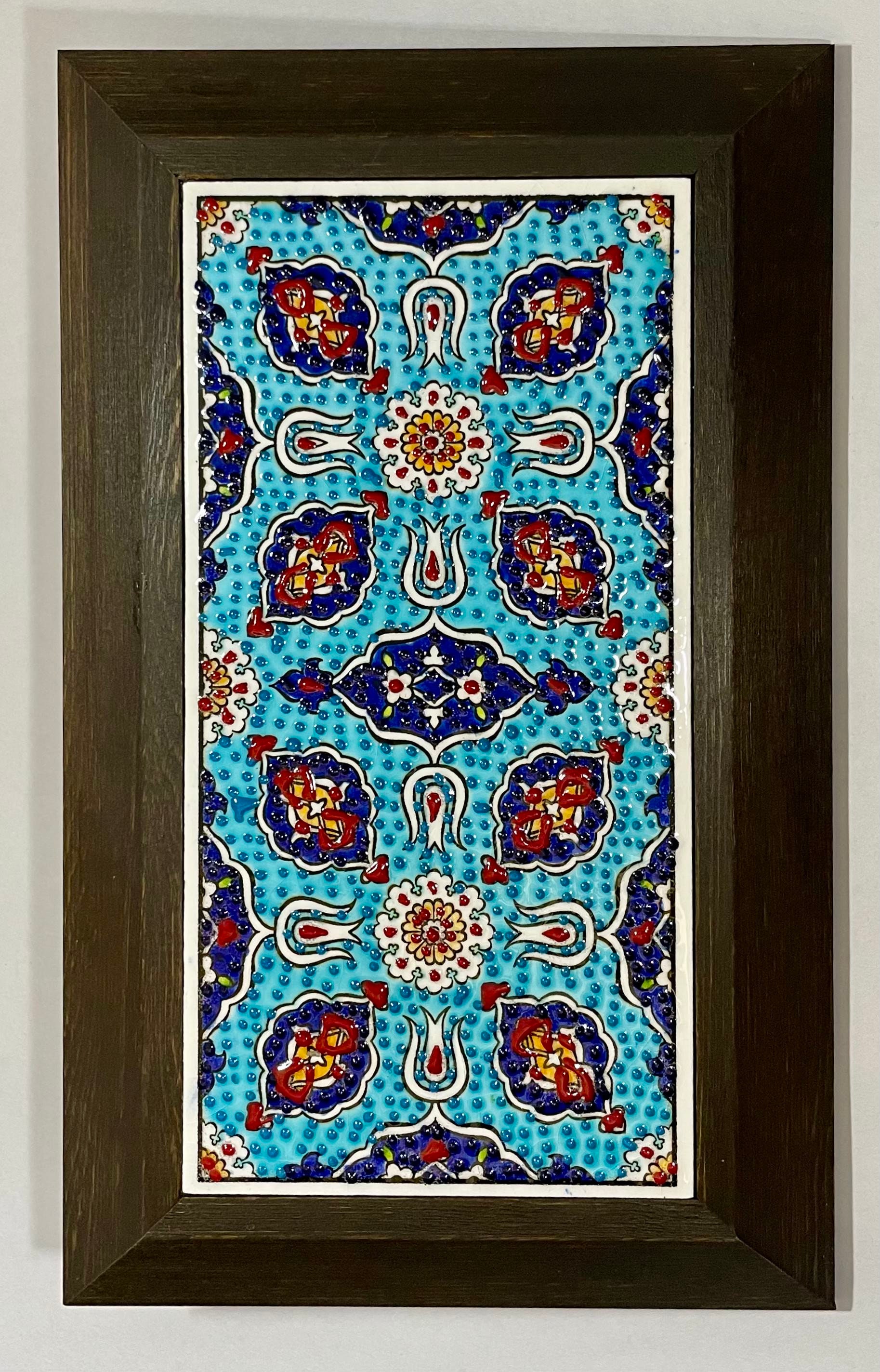 Ceramic Wall Art With Wooden Frame / Wall Decor / 8"x 4" Tile / Hand ...