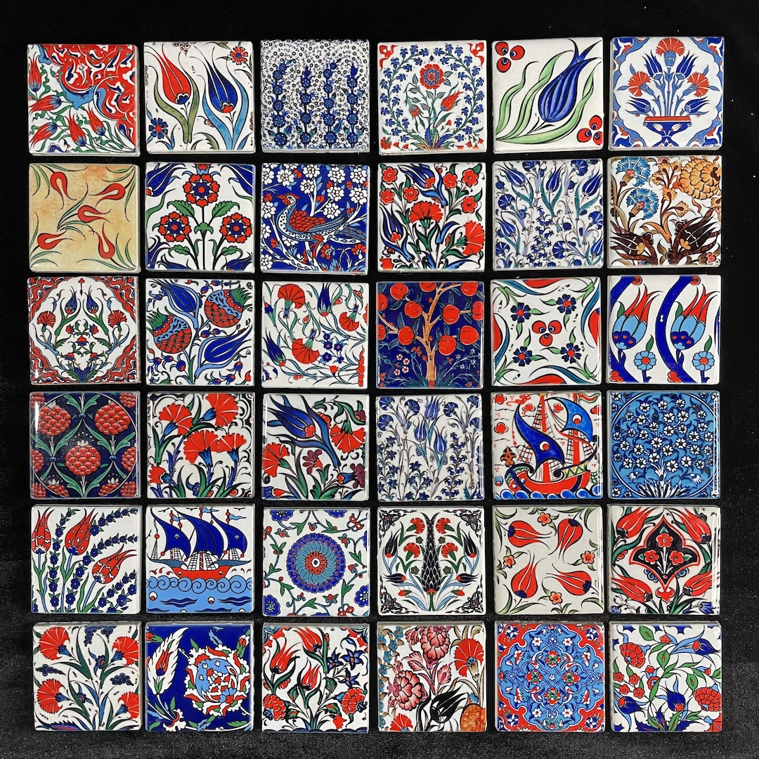 Turkish Chini Tile Set / 5cm X 5cm Small Tiles / Wall Art - Etsy