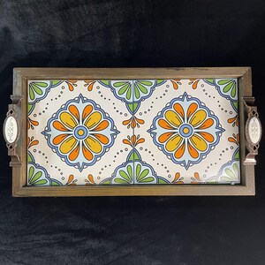 Hand Painted Ceramic Wooden Tray With Handles / Coffee Table Tray - Etsy UK