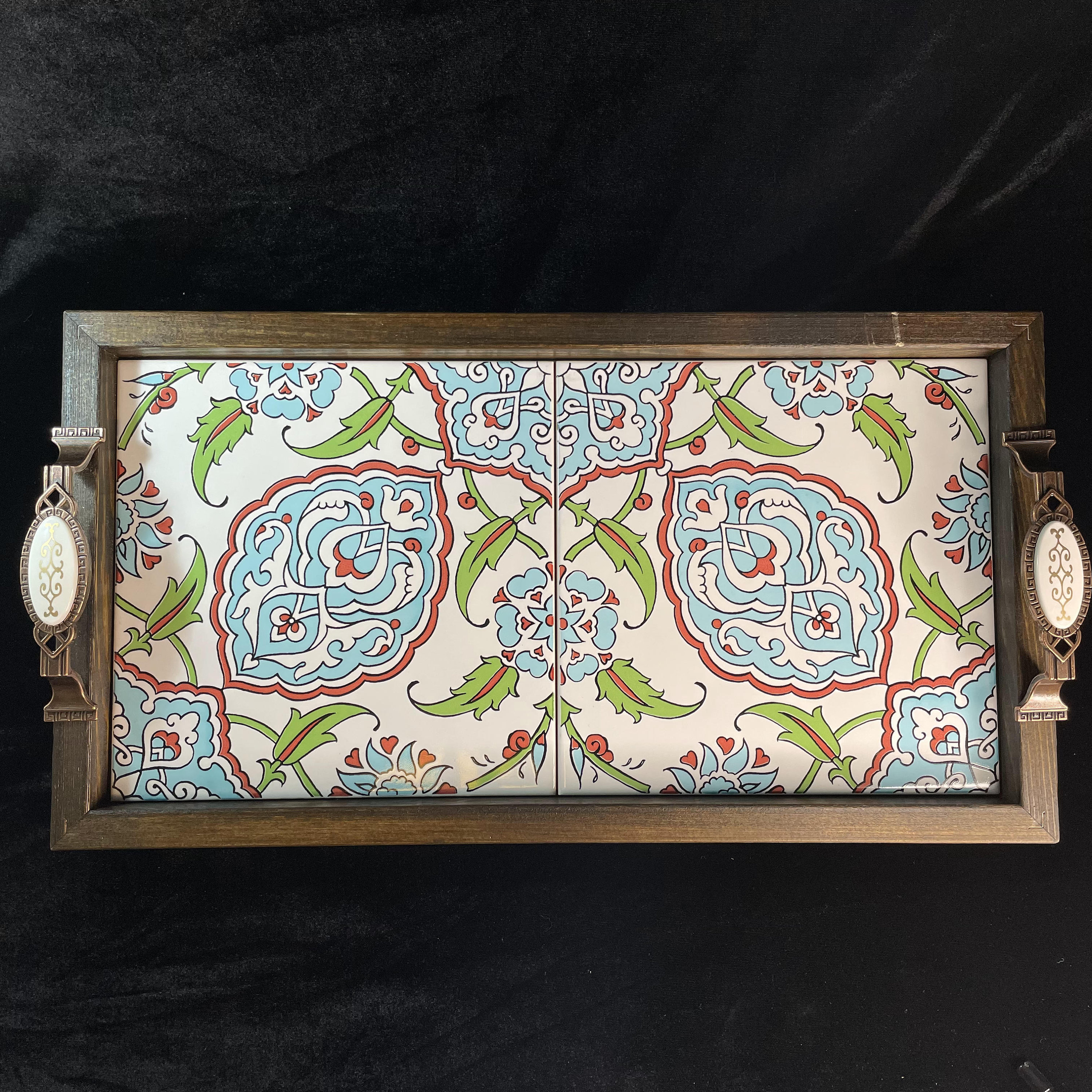 Hand Painted Ceramic Wooden Tray With Handles Coffee Table - Etsy UK