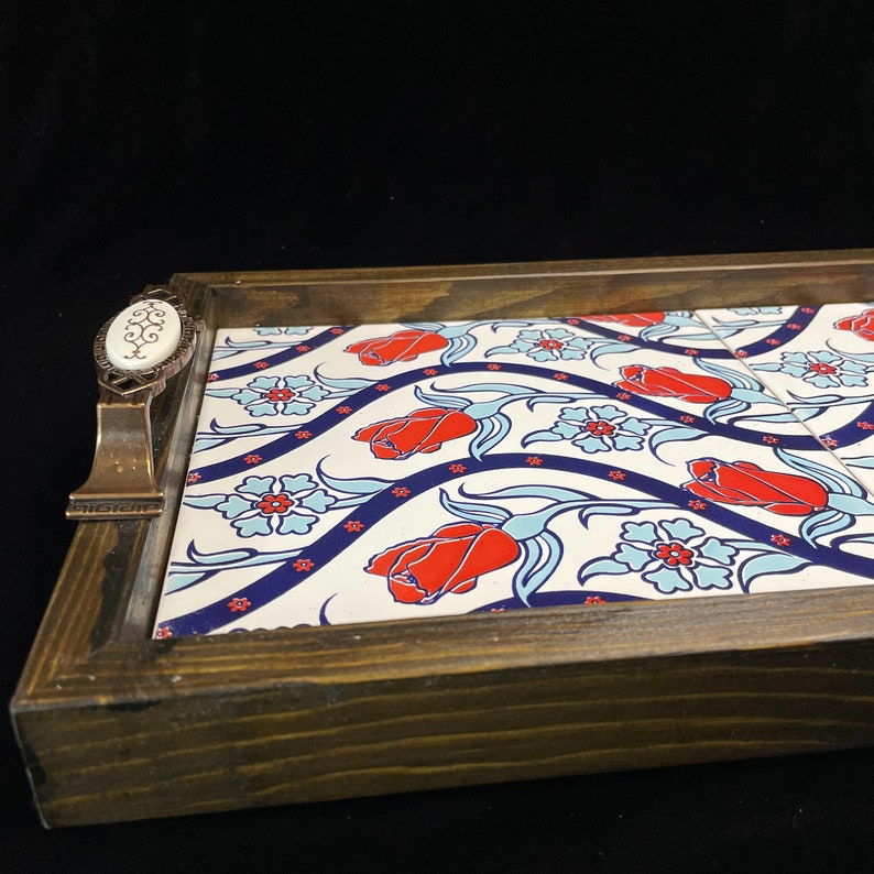 Hand Painted Ceramic Wooden Tray With Handles Coffee Table - Etsy UK