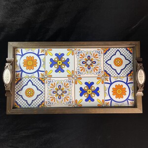 Hand Painted Ceramic Wooden Tray With Handles / Coffee Table Tray - Etsy UK