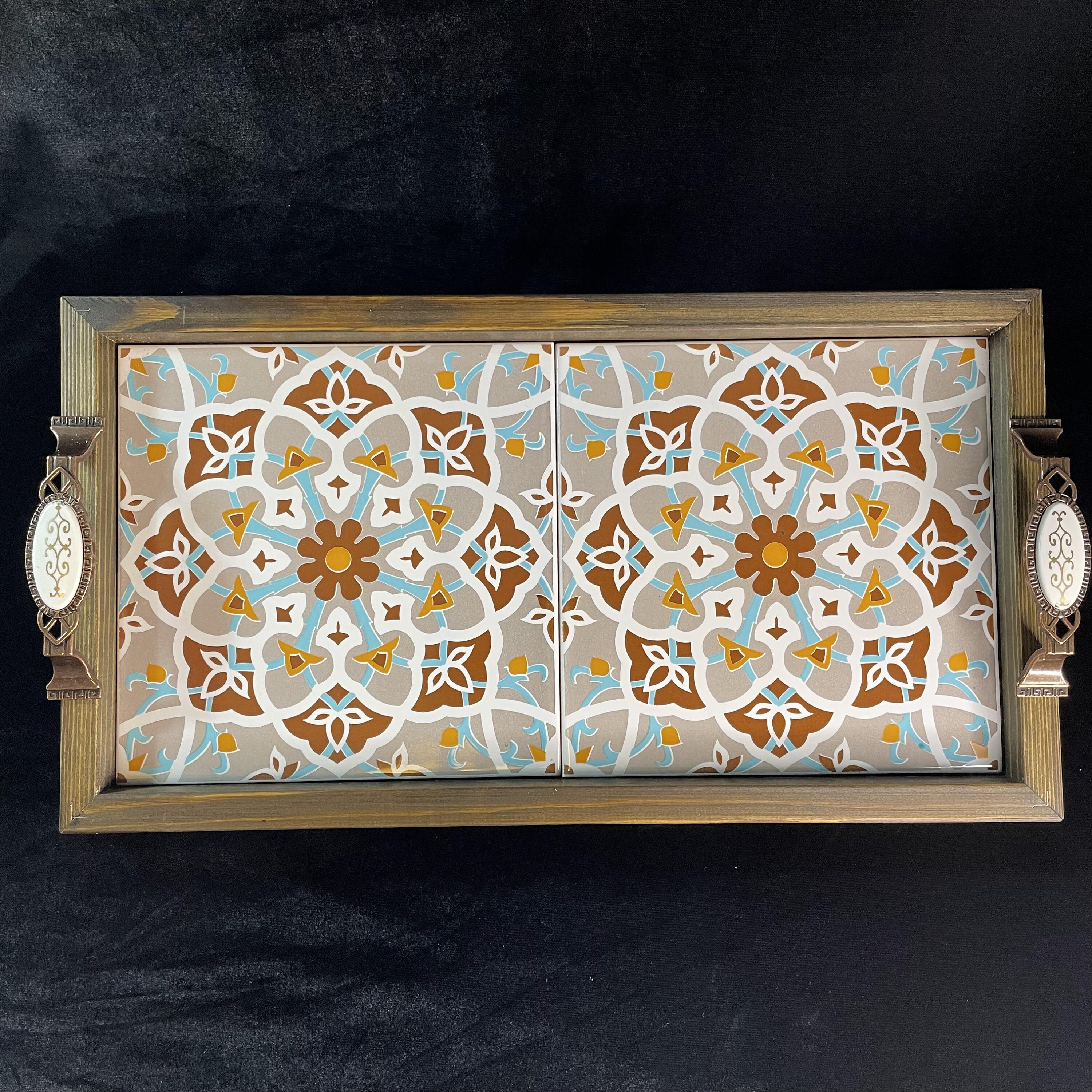 Hand Painted Ceramic Wooden Tray With Handles Coffee Table - Etsy UK