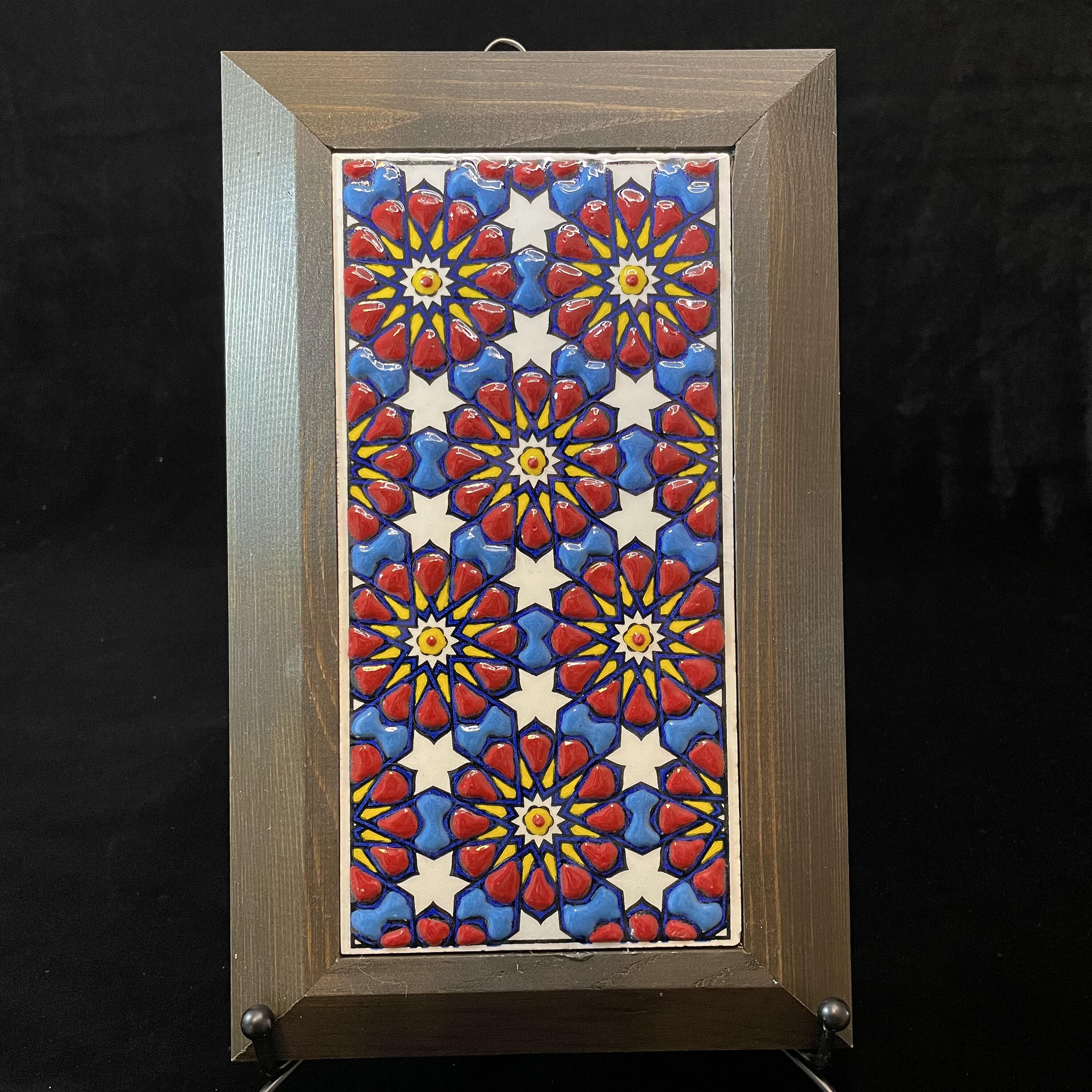 Ceramic Wall Art With Wooden Frame / Wall Decor / 8"x 4" Tile / Hand ...