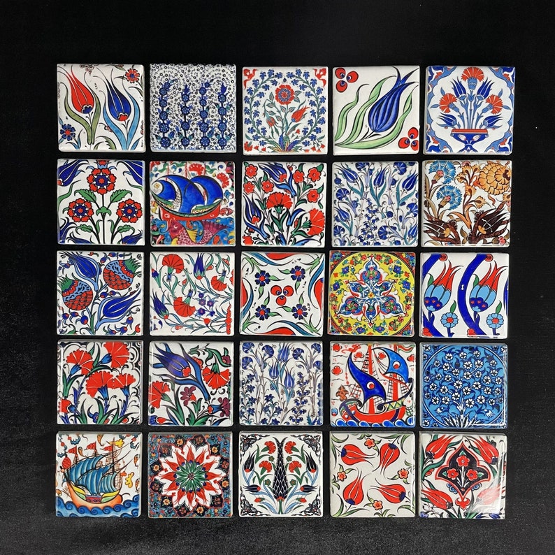 Turkish Chini Tile Set / 5cm X 5cm Small Tiles / Wall Art - Etsy