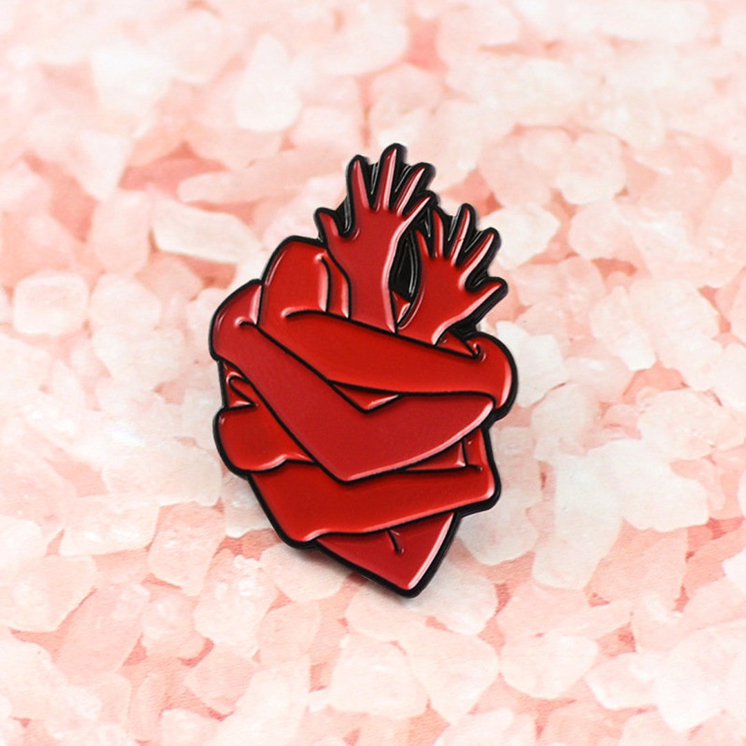 Multi-hand Embrace Red Heart Enamel Pin Badge Enamel Pins Set - Etsy