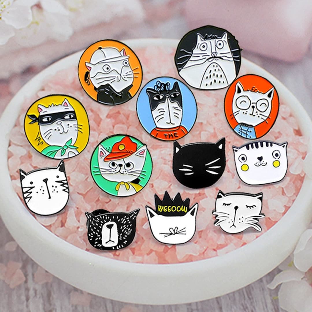 Lovely Cat Enamel Pins Cat Thief Detective Pin Kawaii Cat Pins - Etsy