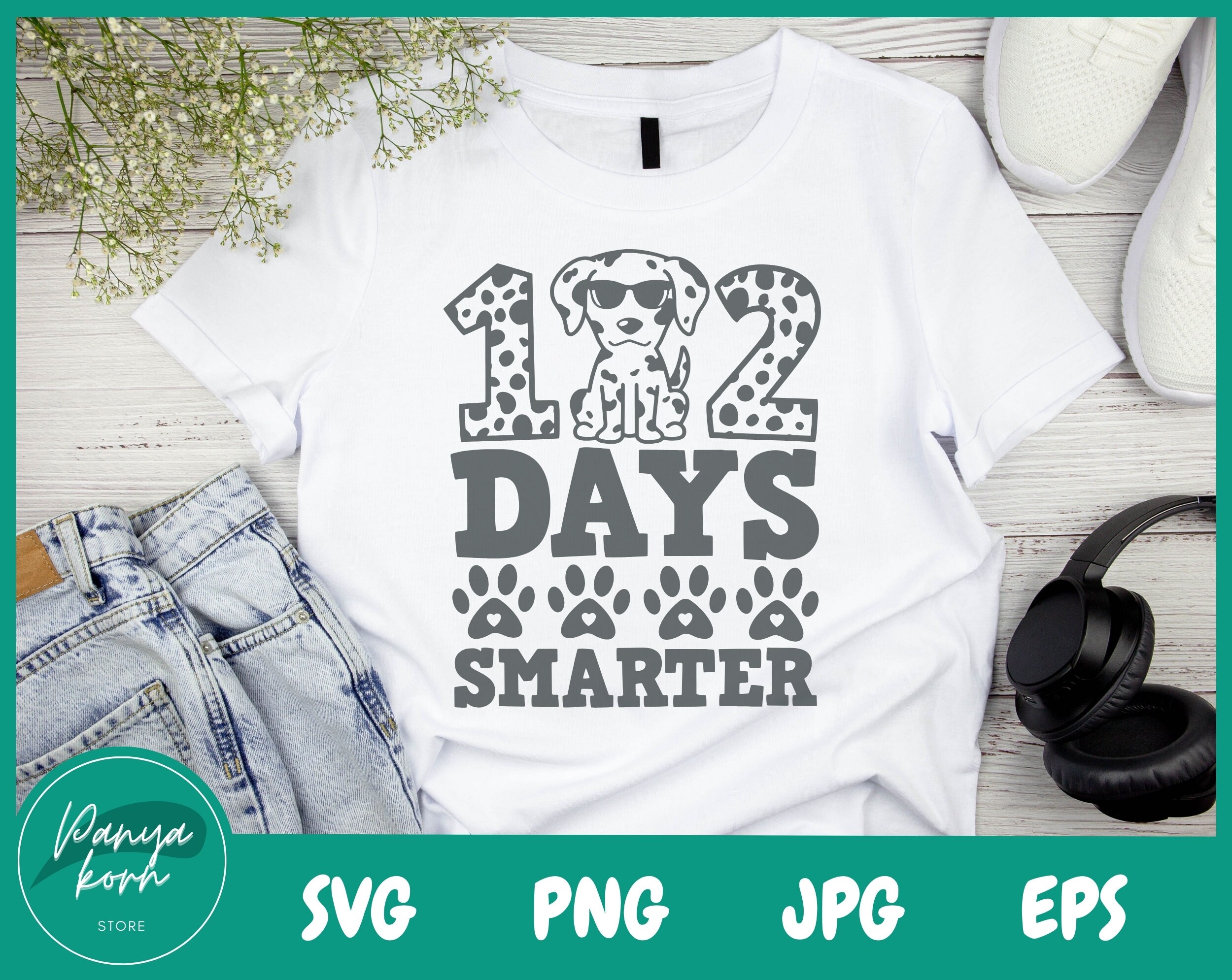 102 Days Smarter Dalmatian Dog SVG | 101 Days of School | Survived 101 ...