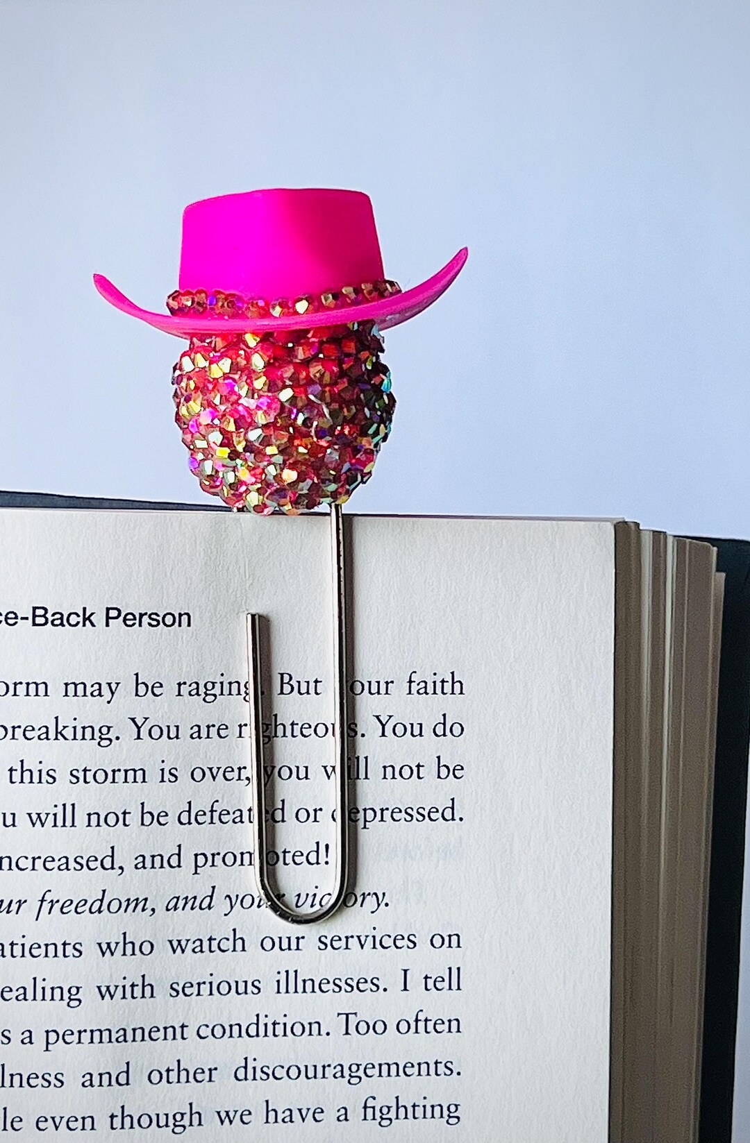 Rodeo Bookmark: Pink Cowboy Hat Paperclip With Rainbow Stones - Etsy