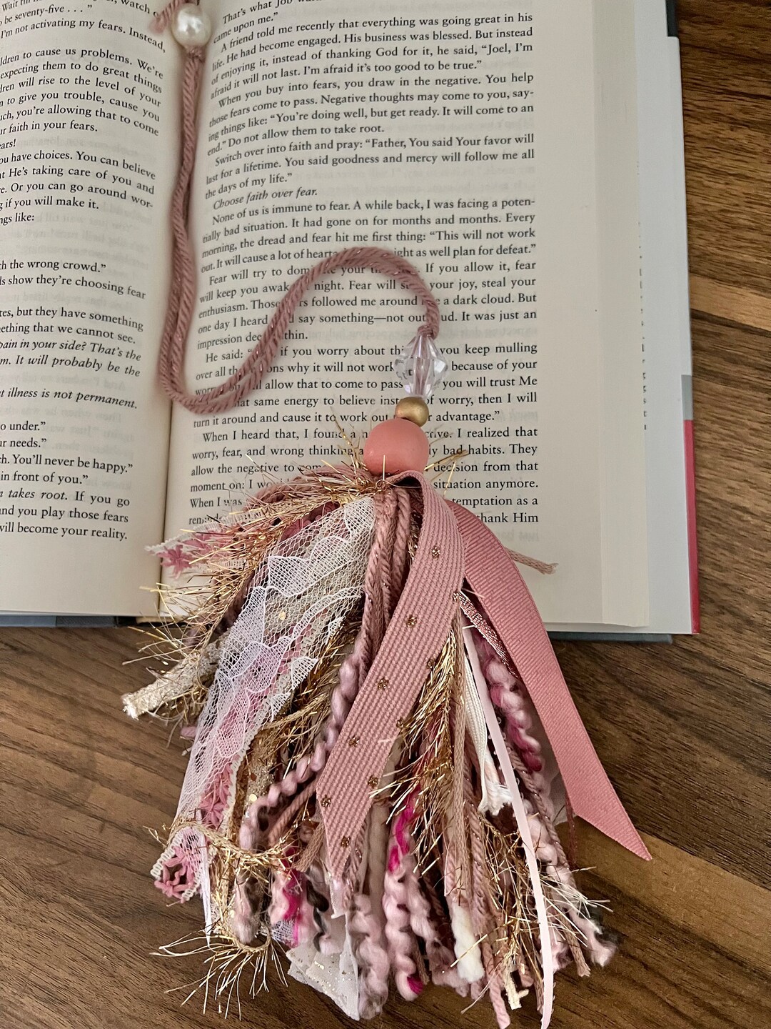 Tassel Bookmark: Blush Rose, Lace, and Gold Frill - Etsy