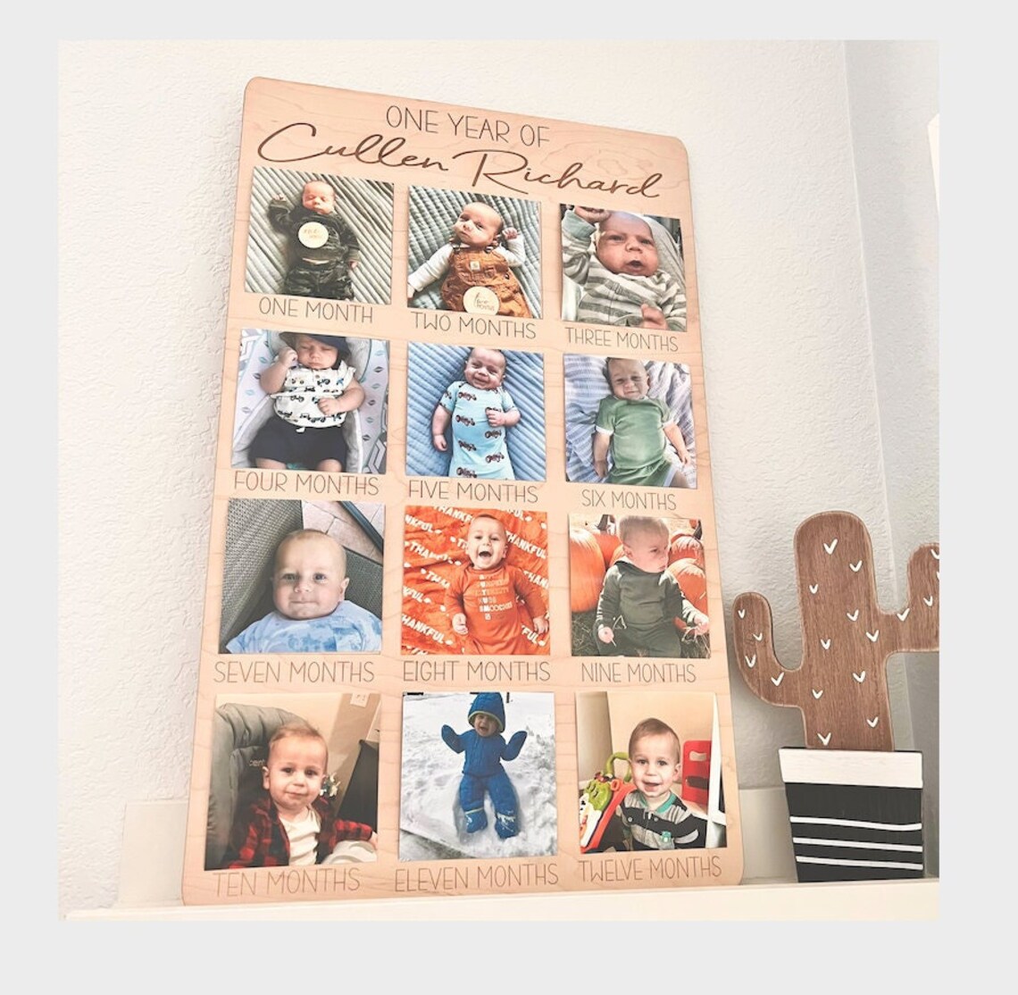 One Year of Photos Milestone Photo Board Babies First - Etsy