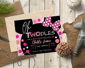 Minnie Birthday Invitation Canva - Etsy