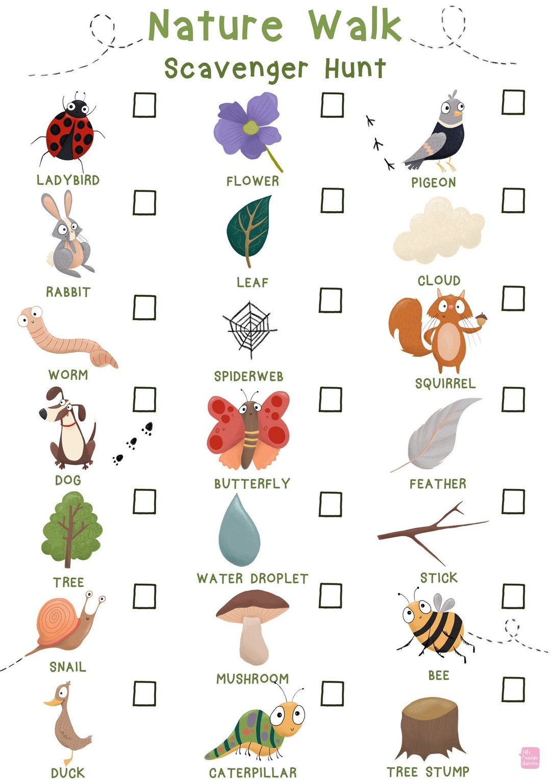 Kids Nature Scavenger Hunt Checklist - Etsy