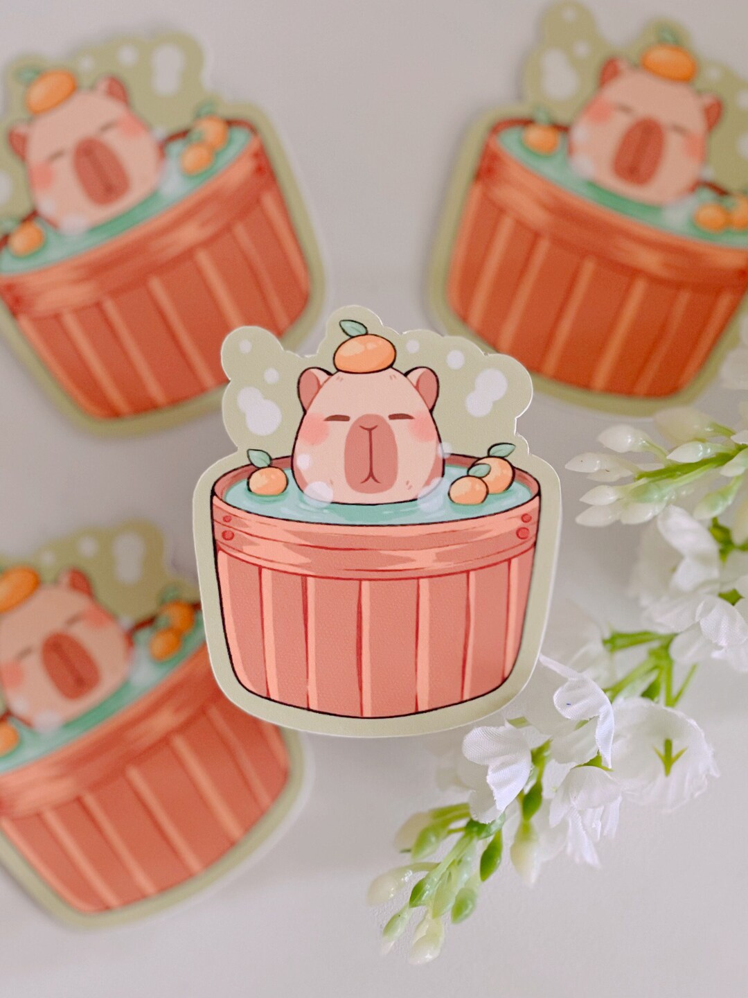 Capybara Bath Die Cut Sticker Capybara Matte Sticker Decor Journal ...