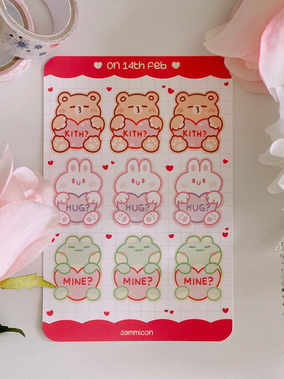 On 14th Feb Sticker Sheet Matte Valentines Journal Deco Stationery Cute ...