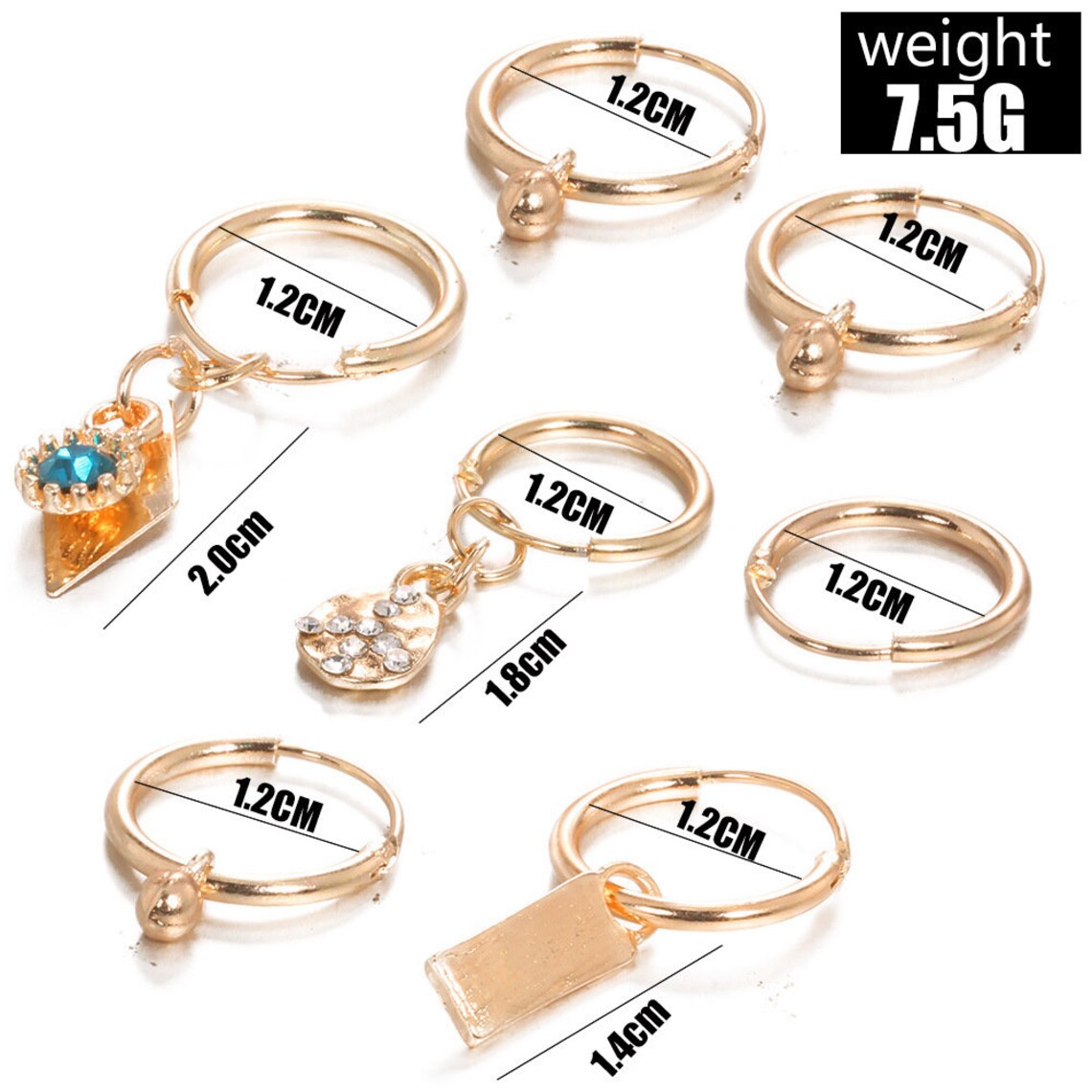 Multiple Piercings Gold Set, Earring Set, Mini Hoop Earring Set 7pcs - Etsy