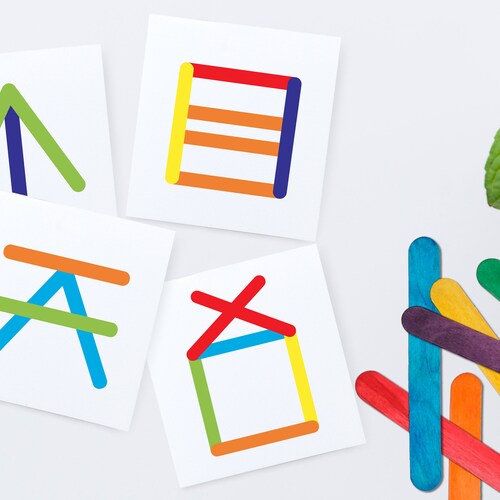 Popsicle Sticks Shapes Cards. Popsicle Sticks Activity for - Etsy