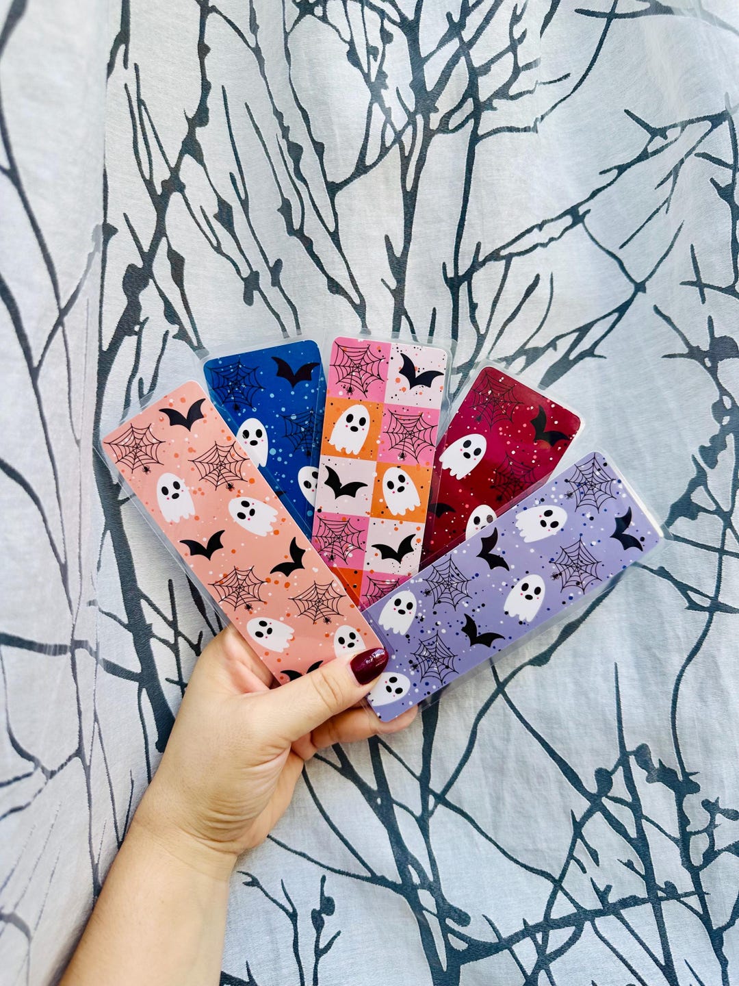 Cute Spooky Ghosts Bookmarks, Spiders Bats Halloween Bookmarks ...