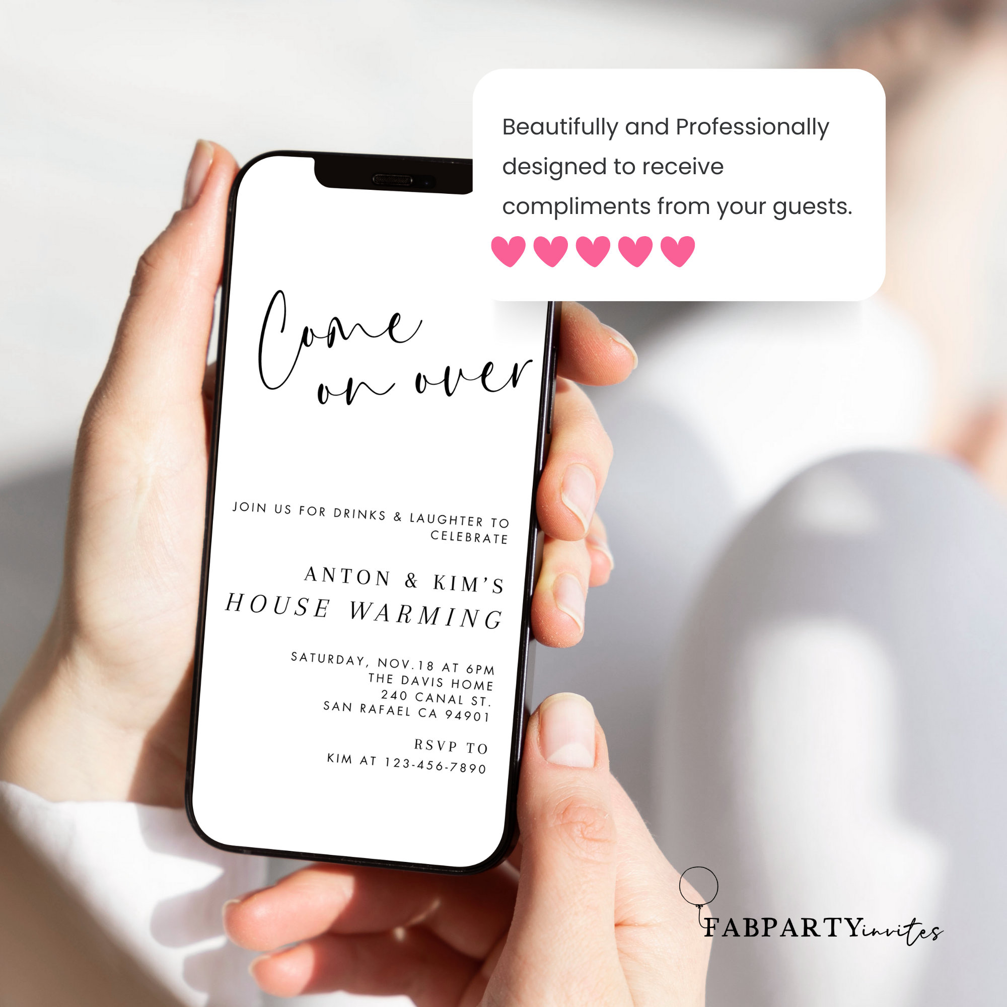 Minimalist Housewarming Digital Invitation, Come on Over Evite, New ...