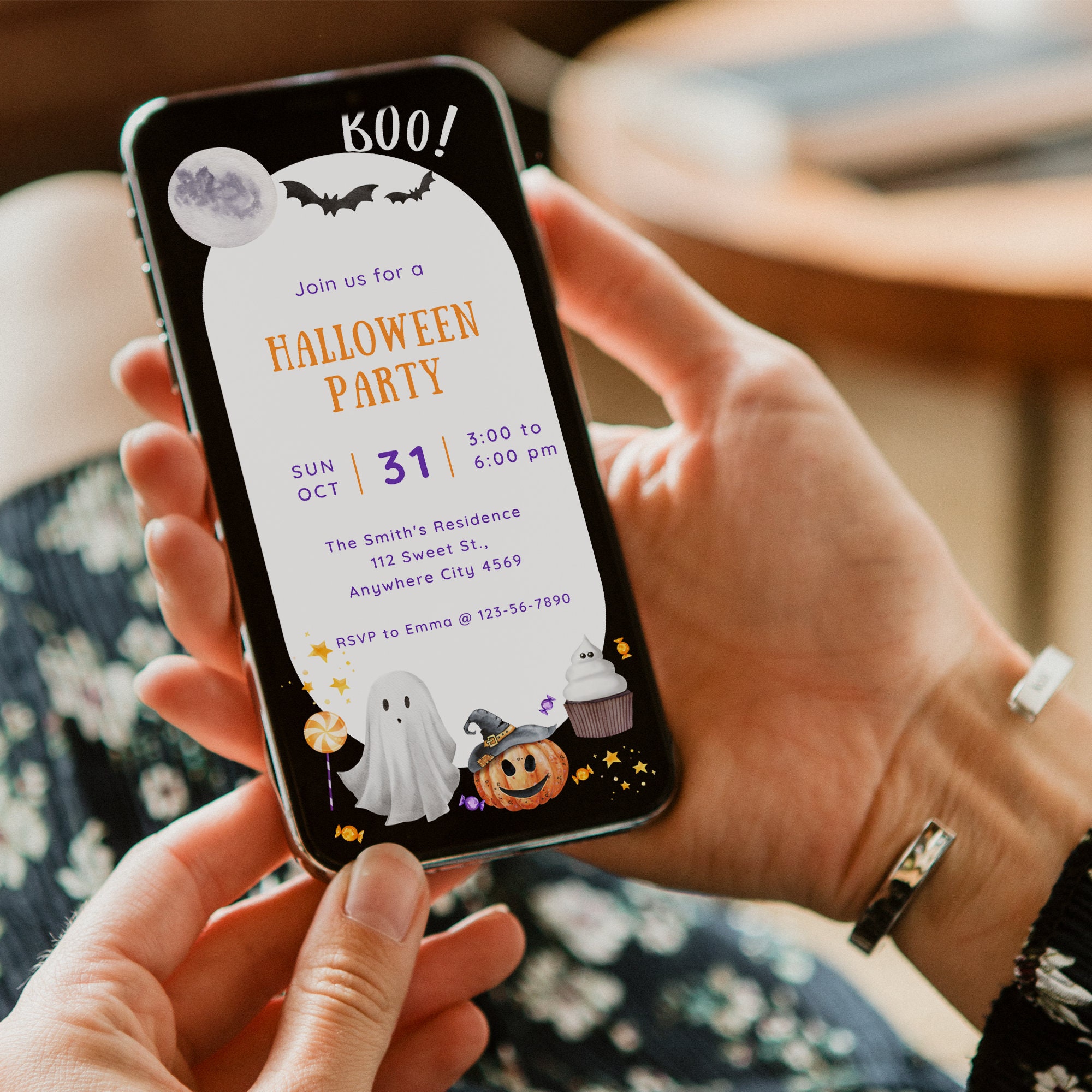 Editable Halloween Party Evite, Halloween Digital Invitation, Boo ...