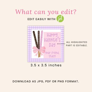 Printable Valentine's Gift Tag for Kids, Editable Chocolate Favor Tags ...