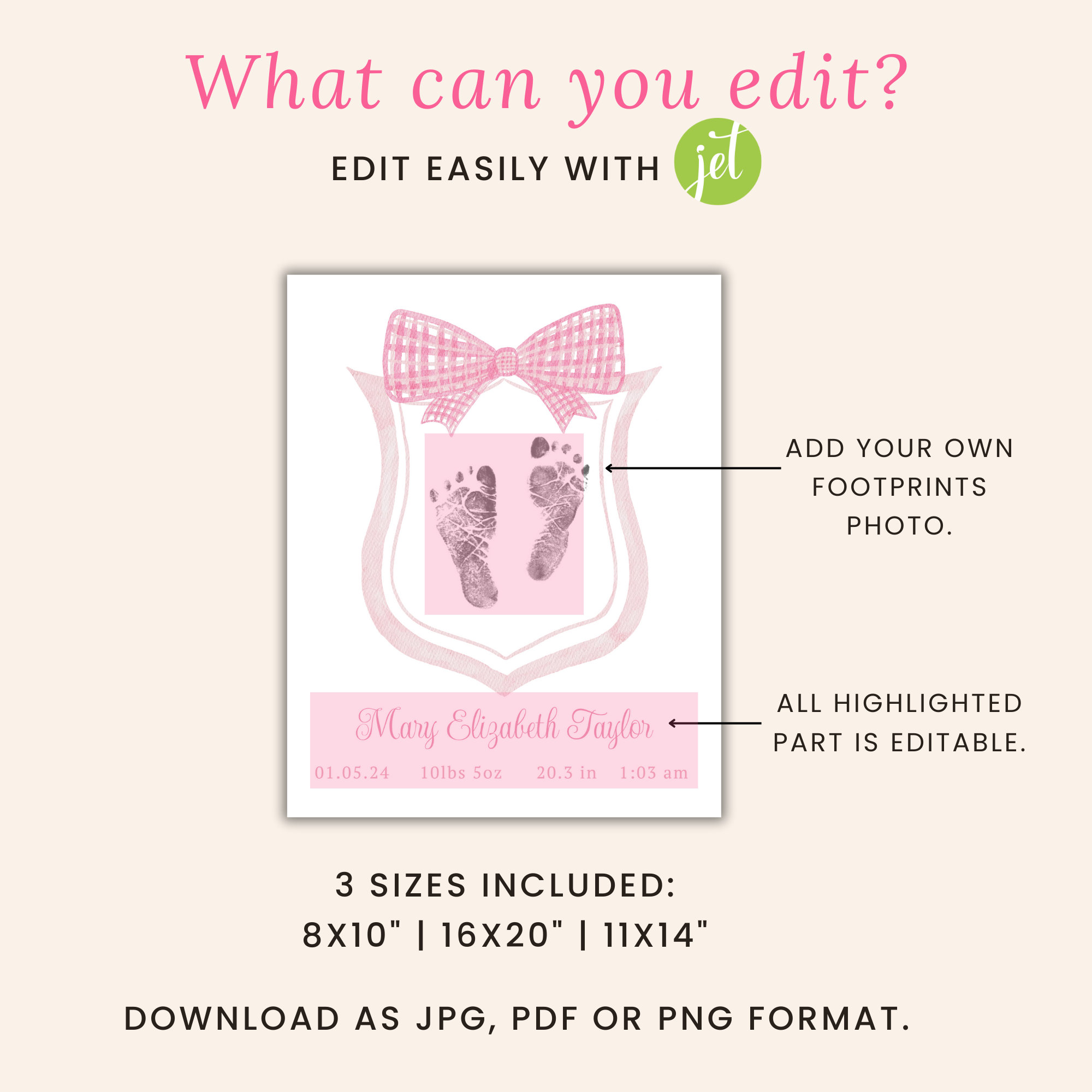Hospital Baby Footprint Card Printable, Newborn Hospital Footprint ...