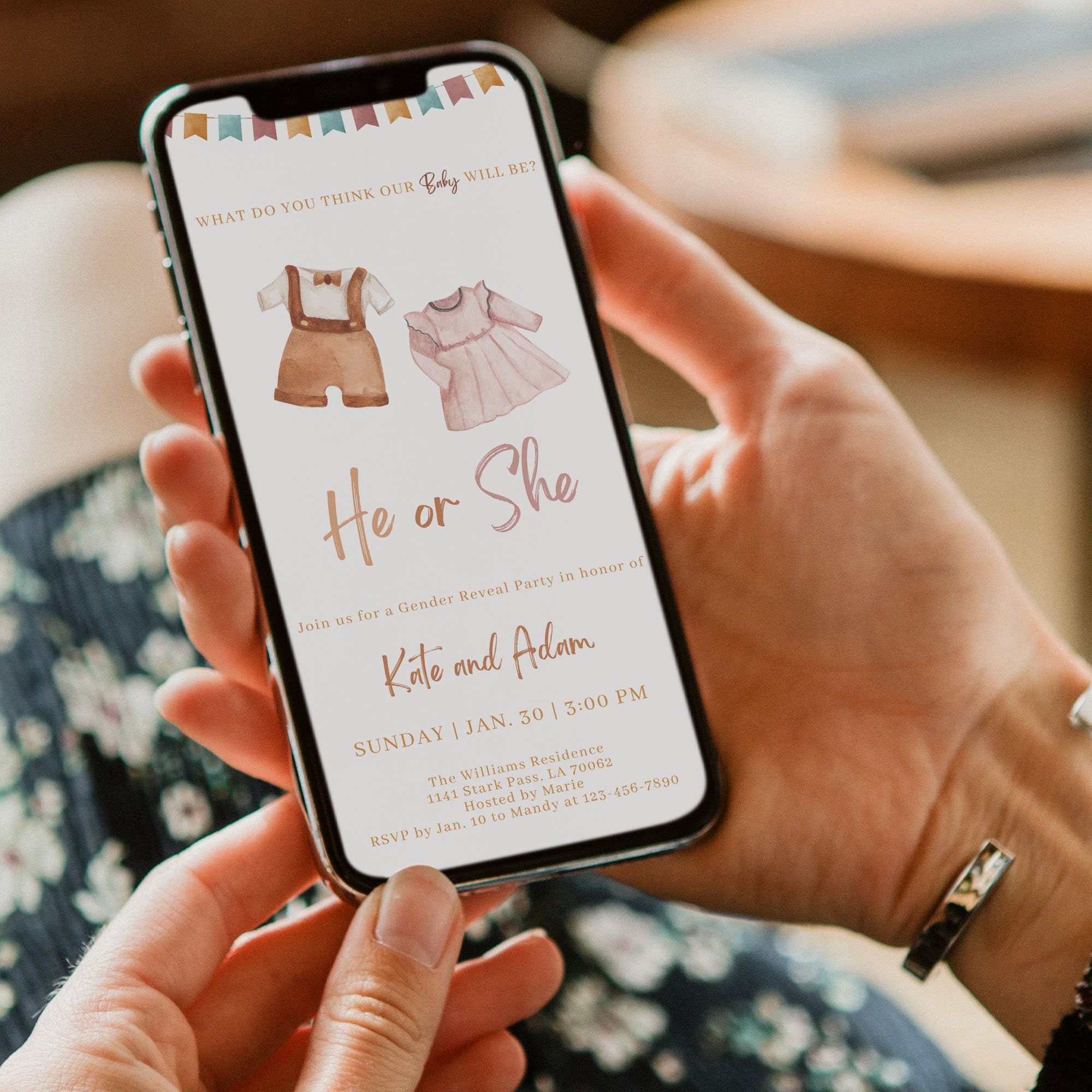 Boho Gender Reveal Party Invitation Bundle He or She Mobile - Etsy