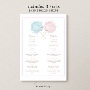 Twin 1st Birthday Milestone Sign: Cotton Candy Party Decor (digital ...