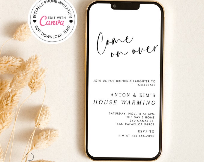 Minimalist Housewarming Digital Invitation, Come on Over Evite, New ...