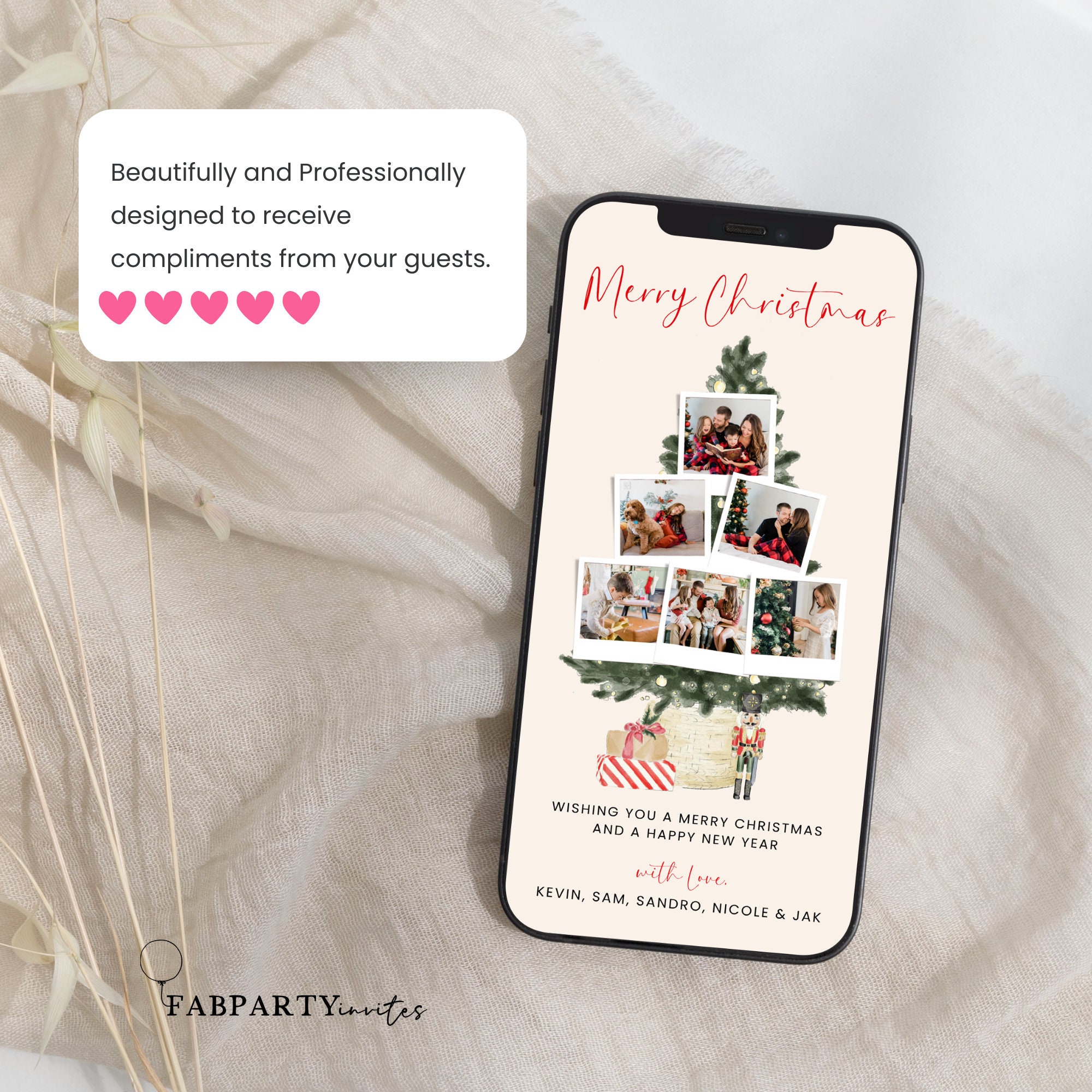 Digital Christmas Card Template, Holiday Greeting Card for Phone ...