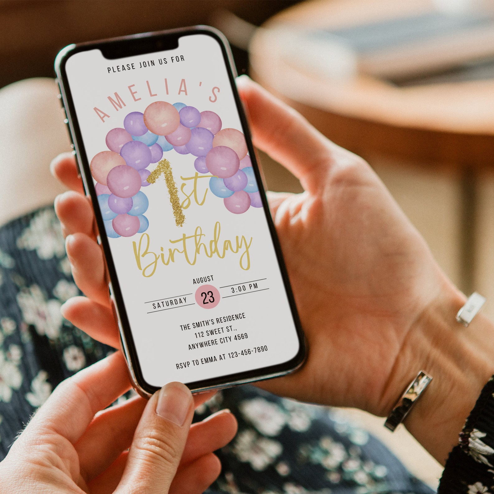 Pastel Rainbow Birthday Evite, Pastel 1st Birthday Digital Invitation ...