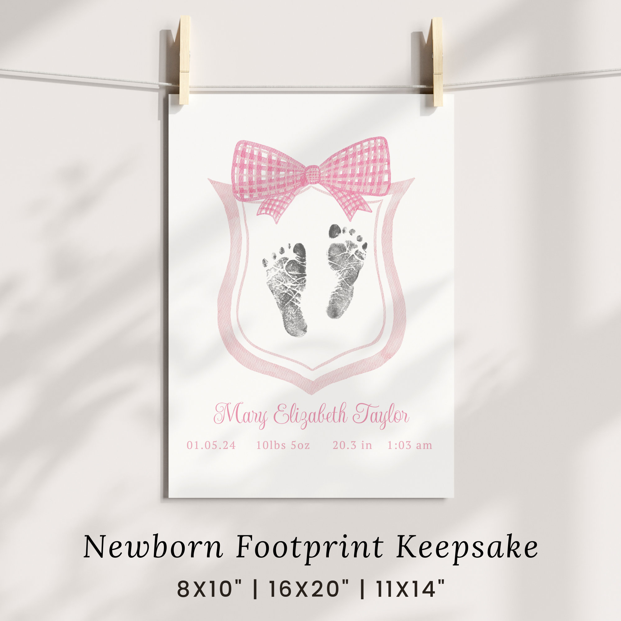 Hospital Baby Footprint Card Printable, Newborn Hospital Footprint ...