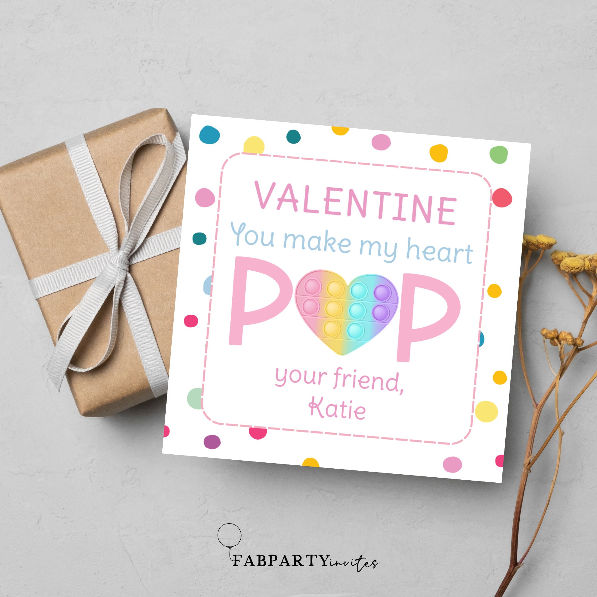 Printable Valentines Card for Kids, Pop It Valentine Gift Card Editable ...