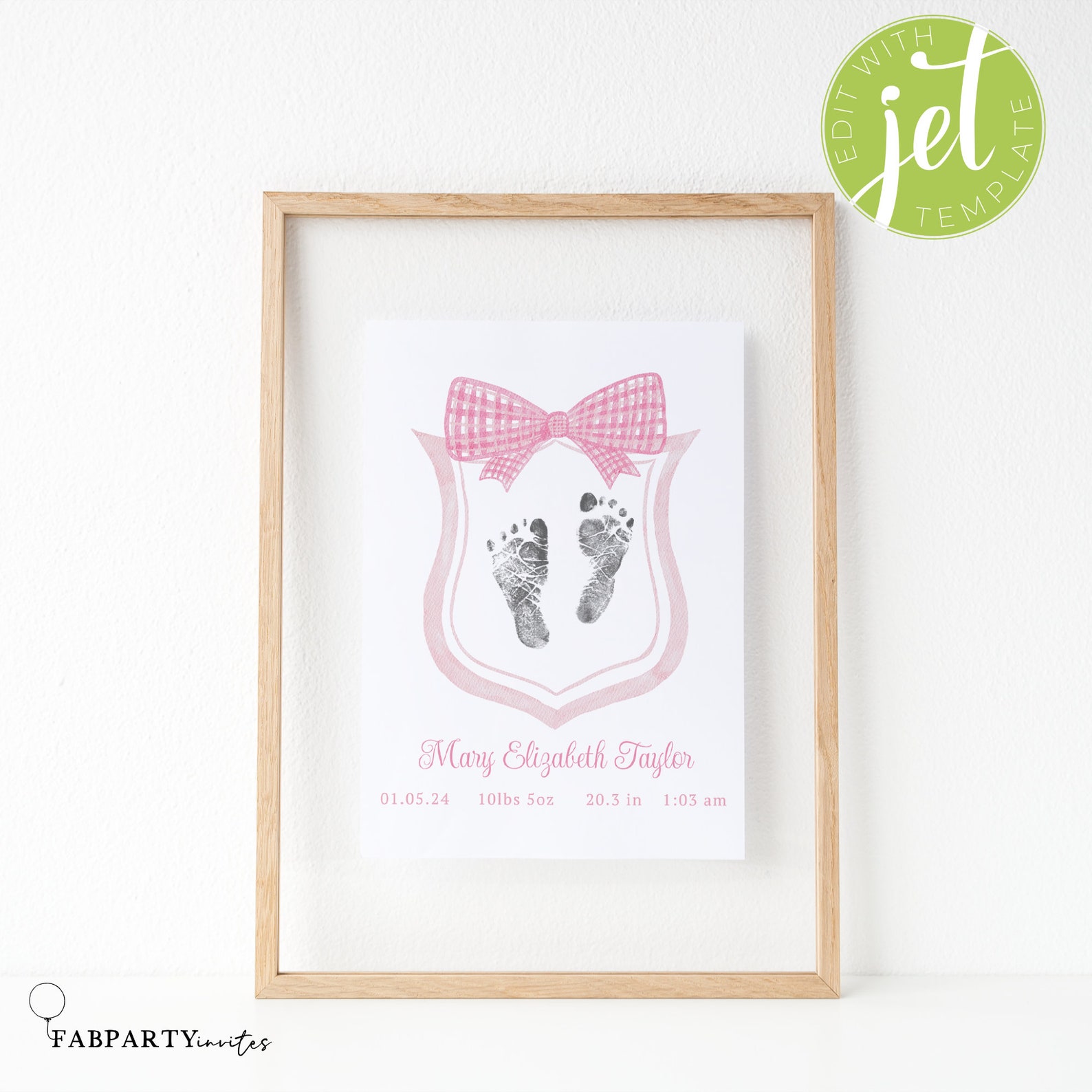 Hospital Baby Footprint Card Printable, Newborn Hospital Footprint ...