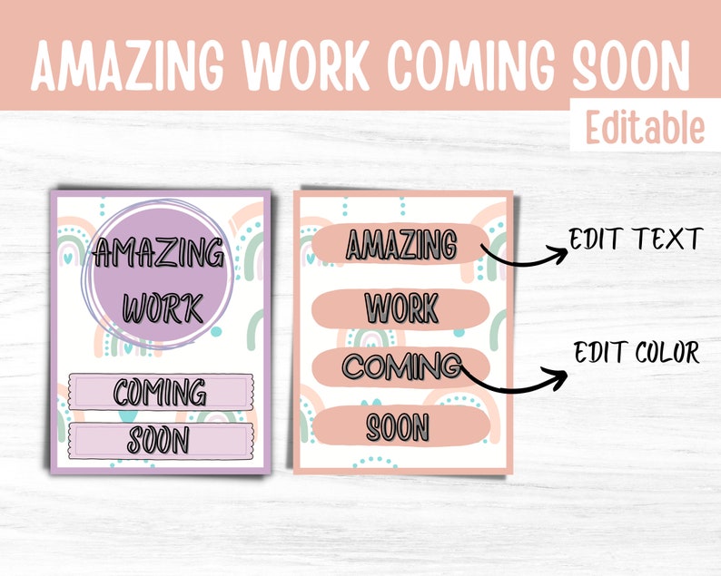 Amazing Work Coming Soon Posters Teaching Resources Editable - Etsy