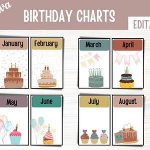 Boho Vibes Birthday Chart Posters Teaching Resources Desert - Etsy