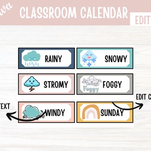 Boho Rainbow Classroom Calendar Display Editable Classroom - Etsy