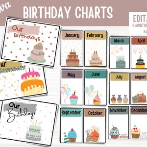 Boho Vibes Birthday Chart Posters Teaching Resources Desert - Etsy