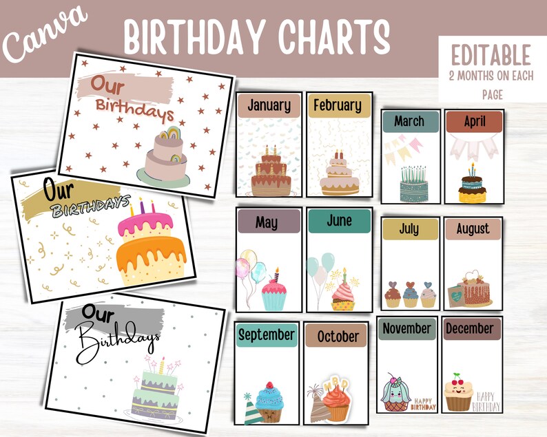 Boho Vibes Birthday Chart Posters Teaching Resources Desert - Etsy