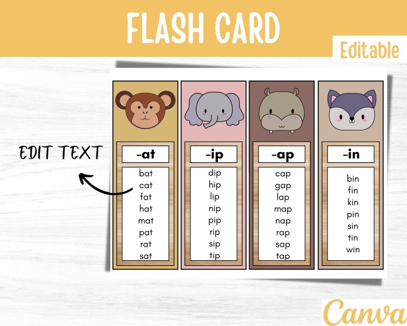 Animal Flash Cards Posters Phonics Flash Cards Teaching - Etsy