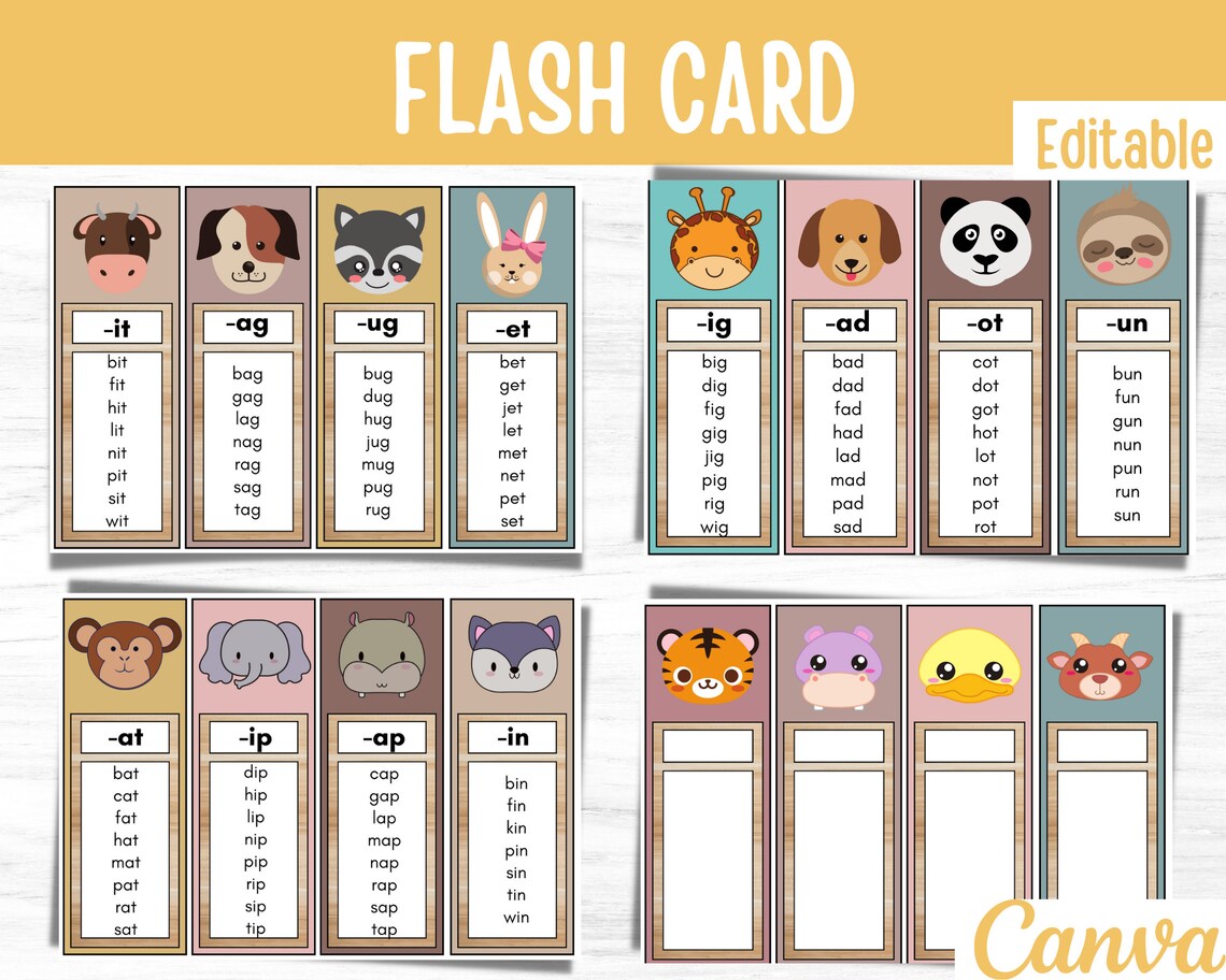 Animal Flash Cards Posters Phonics Flash Cards Teaching - Etsy