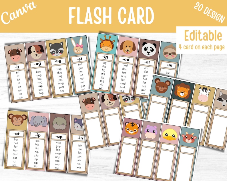 Animal Flash Cards Posters Phonics Flash Cards Teaching - Etsy