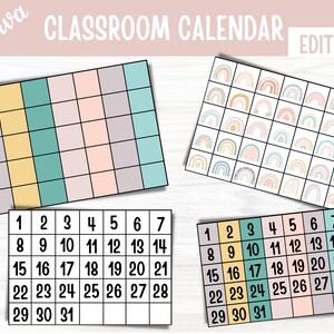 Boho Rainbow Classroom Calendar Display Editable Classroom - Etsy
