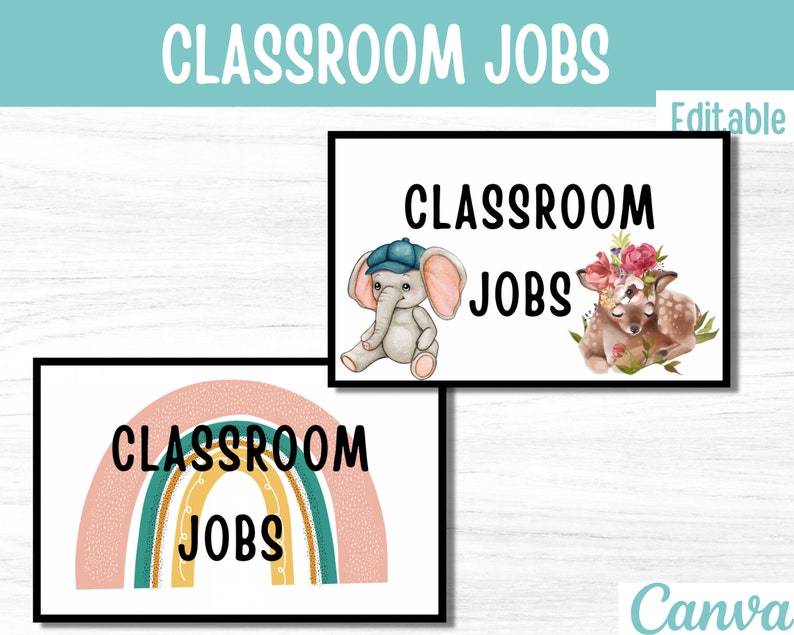 Boho Rainbow Classroom Jobs Display Teacher Printables - Etsy