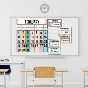 Boho Rainbow Classroom Calendar Display Editable Classroom - Etsy