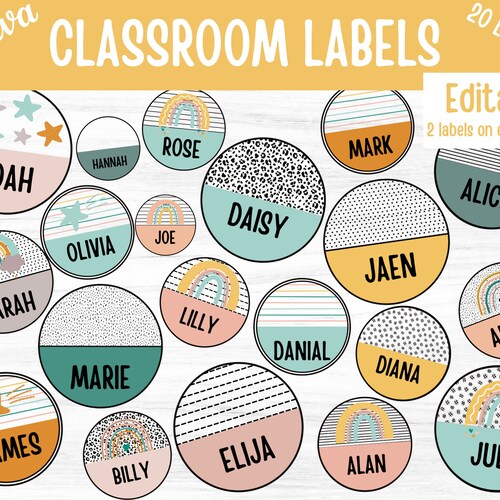 Editable Retro Student Name Labels & Desk Plates - Etsy